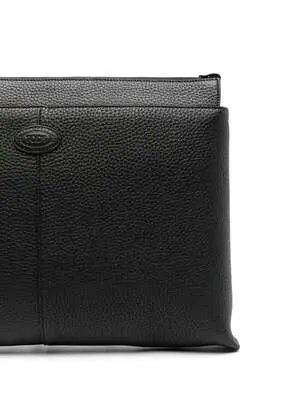 TOD'S Document Holder Medium Leather Pouch - Black
