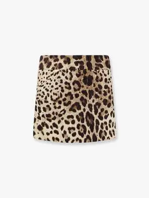 Dolce & Gabbana Cotton, Silk And Viscose Mini Skirt With Animal Motif - Multicolor