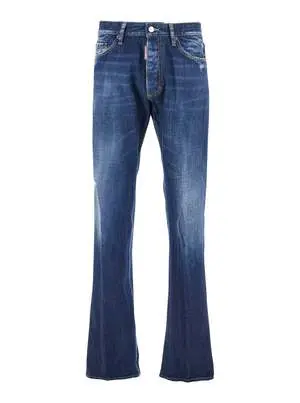Dsquared2 The American' Blue Jeans With Logo Patch On The Rear And Faded Effect In Denim - Multicolor