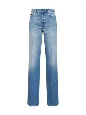 Gucci Light Blue Flared Cotton Denim Jeans - Multicolor