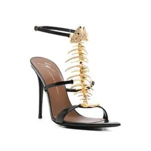 GIUSEPPE ZANOTTI Slim Leather Sandals - Black