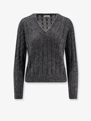 Brunello Cucinelli Wool Blend Sweater With All-over Sequins - Multicolor