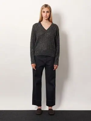 Brunello Cucinelli Wool Blend Sweater With All-over Sequins