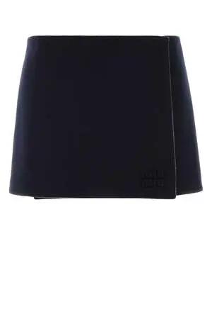 Miu Miu Midnight Wool Blend Reversible Mini Skirt - Blue