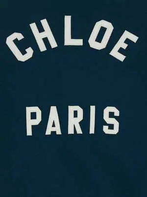 Chloé Crewneck Sweatshirt With Logo Lettering Print In Blue For - Multicolor