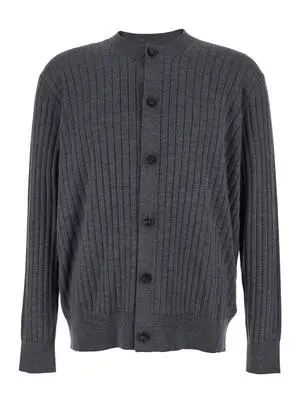 Bottega Veneta Wool Ribbed Cardigan - Multicolor