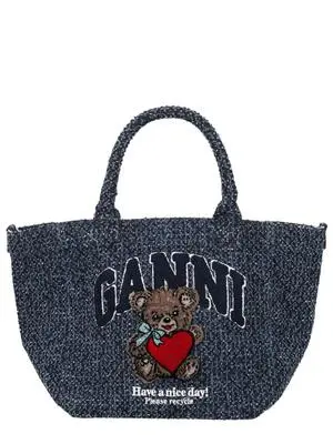 GANNI Tote Bag With Logo - Blue