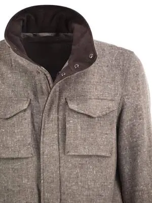 Herno Virgin Wool Field Jacket With Concealed Hood