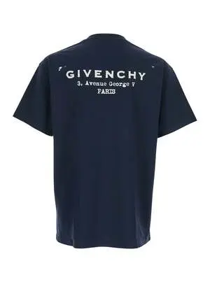 Givenchy Blue T-shirt With Logo On The Front In Cotton