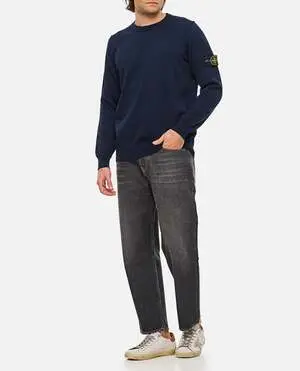 Stone Island Cotton Pullover With Logo Badge