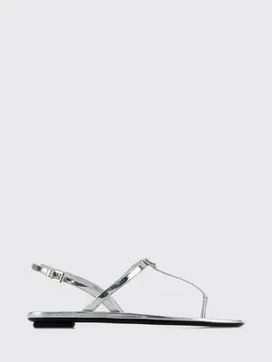Prada Leather Heeled Sandal - Silver