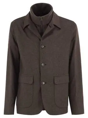 HERNO Herno Men Silk And Cashmere Tailored Jacket With Removable Inner Bib