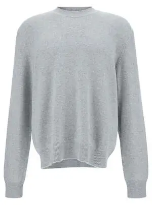 Bottega Veneta Grey Pullover With Intrecciato Patch On Elbows In Cashmere - Multicolor