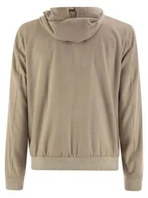 Herno Lightweight Hooded Jacket In Wool-effect Fabric - Cream