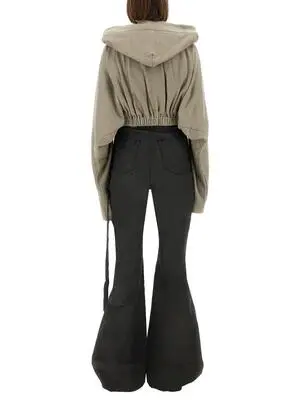 Rick Owens Cropped Hooded Tunic Sweatshirt - Gray