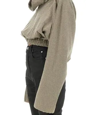 Rick Owens Cropped Hooded Tunic Sweatshirt - Gray