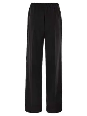 Herno Wide-leg Flannel-effect Trousers With Elasticated Waistband
