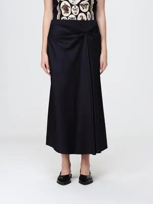 Max Mara Draped Cotton Blend A-line Midi Skirt - Black