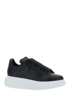 Alexander McQueen Low Top Sneakers With Logo Lettering On Tongue And Heel In Leather For - Black