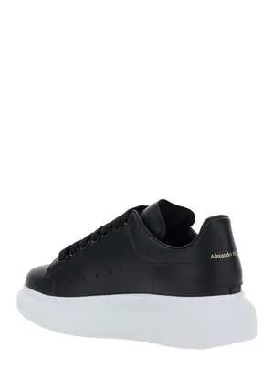 Alexander McQueen Low Top Sneakers With Logo Lettering On Tongue And Heel In Leather For - Black