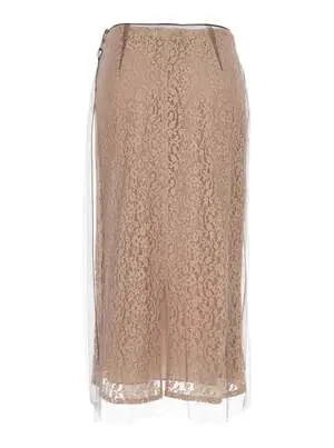 Fendi Floral Embroidered Lace Tube Skirt - Multicolor