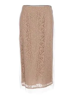 Fendi Floral Embroidered Lace Tube Skirt - Multicolor