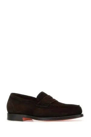 Santoni Dark Suede Gunter Loafers