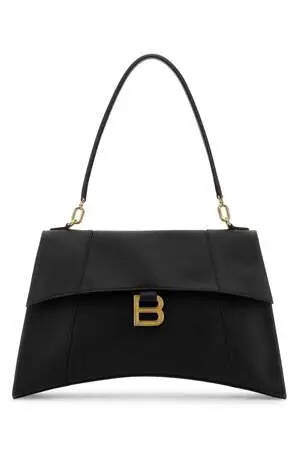 Balenciaga Leather Hourglass Shoulder Bag - Black