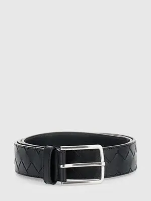 Bottega Veneta Intrecciato Leather Belt - Black