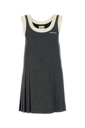Miu Miu Wool Mini Dress - Gray