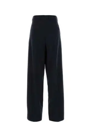 Miu Miu Dark Stretch Wool Wide-leg Pant