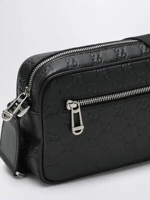 Gucci Gg Emblem Leather Bag With Embossed Gg Monogram