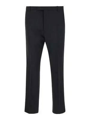 Gucci Black Tailored Pants With Tonal Logo Lettering In Wool - Multicolor