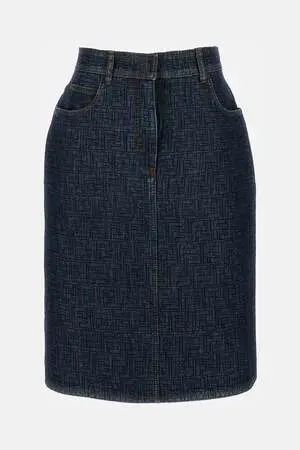 Fendi Ff Padded Denim Skirt - Multicolor