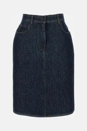 Fendi Ff Padded Denim Skirt - Multicolor