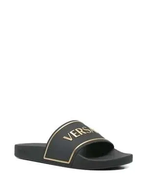 Versace Slide Sandals With Embossed Logo