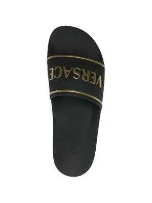 Versace Slide Sandals With Embossed Logo