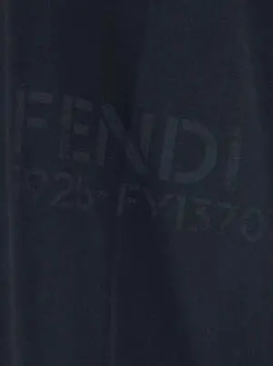 Fendi T-shirt With Tone-on-tone Logo On The Side In Cotton For - Black