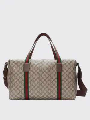 Gucci Gg Supreme Canvas And Leather Duffle Bag - Cream