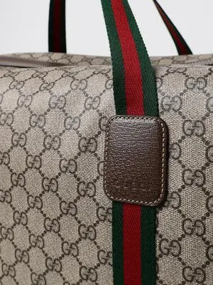 Gucci Gg Supreme Canvas And Leather Duffle Bag