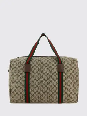 Gucci Gg Supreme Canvas And Leather Duffle Bag - Cream