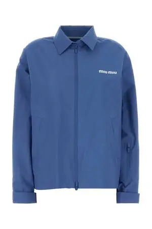 Miu Miu MIU MIU Tech Fabric Windbreaker Blue