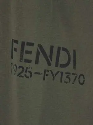 Fendi T-shirt With Tone-on-tone Logo On The Side In Cotton For - Green