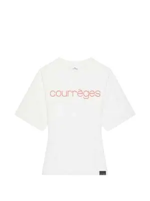 COURREGES COURREGES Printed Cotton T-shirt White