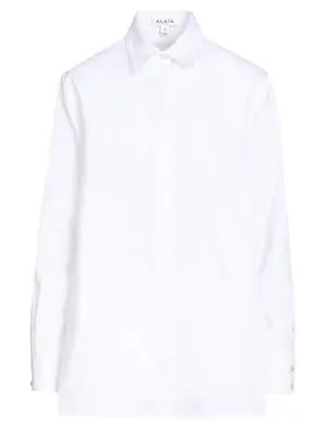Alaïa Asymmetrical Cotton Poplin Shirt - White