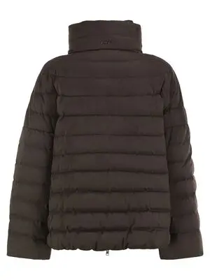 Herno Technical Suede-effect Down Jacket With Padded High Collar