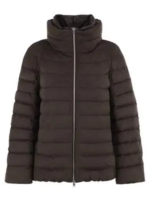 HERNO Herno Women Technical Suede-Effect Down Jacket With Padded High Collar