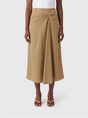 Max Mara Max Mara Women A-Line Midi Skirt Max Mara In Cotton Blend With Rear Zip Closure Brown