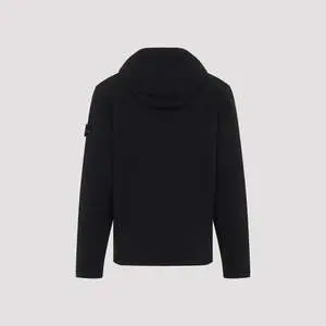 Stone Island Hooded Zip Up Sweater - Black