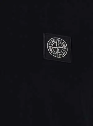 Stone Island Crew Neck T-shirt With Logo Patch On The Front In Cotton For - Black